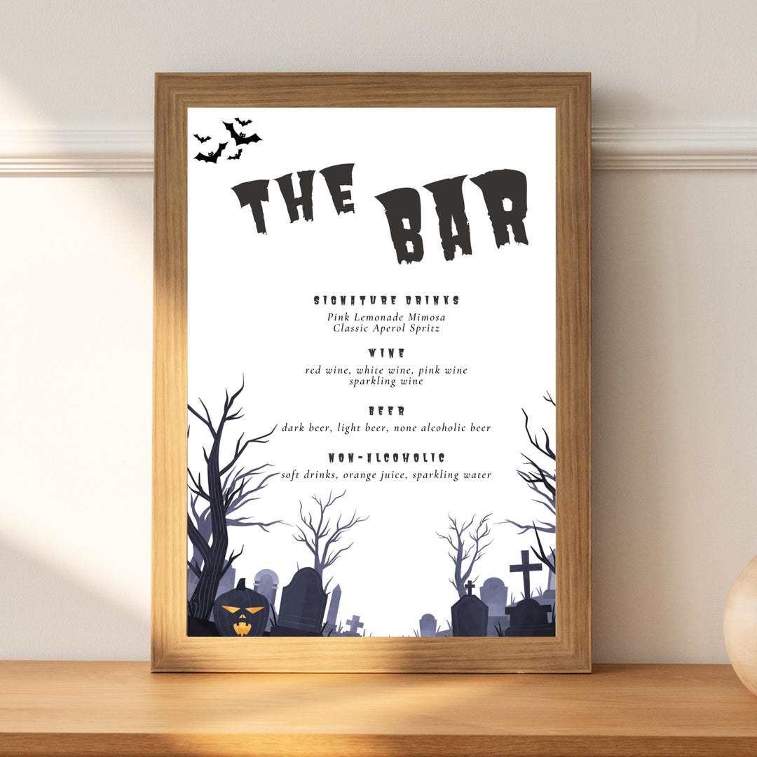 Halloween Bar Menu & Drink Sign | Printable, Editable Design Template ...