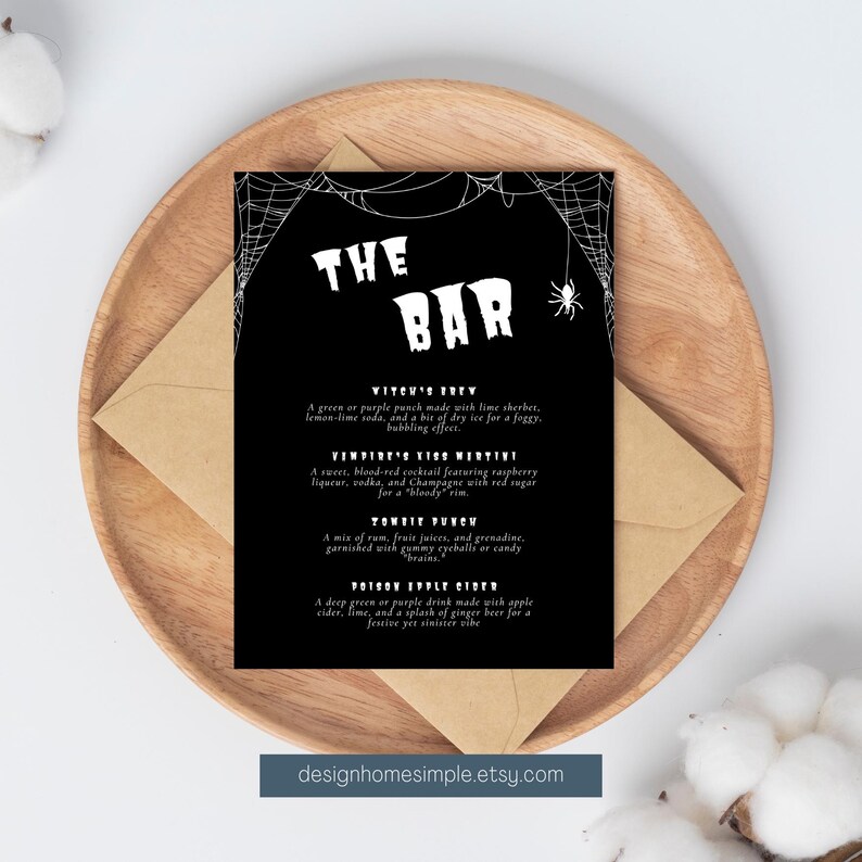 Halloween Bar Menu & Drink Sign | Printable, Editable Design Template ...