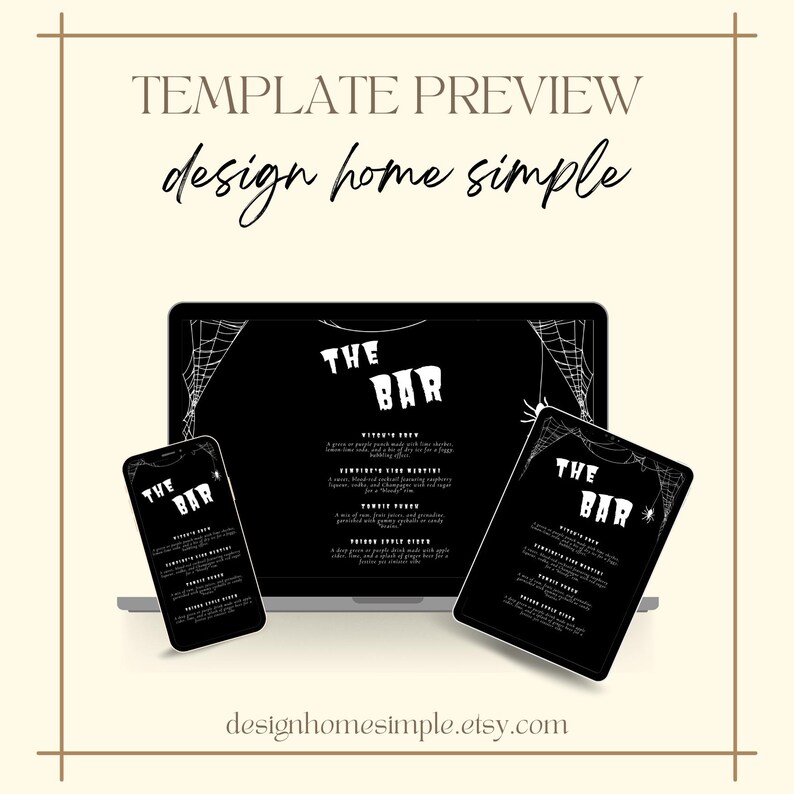 Halloween Bar Menu & Drink Sign | Printable, Editable Design Template ...