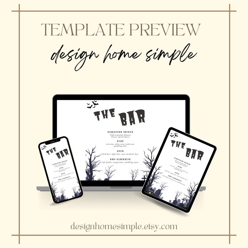 Halloween Bar Menu & Drink Sign | Printable, Editable Design Template ...