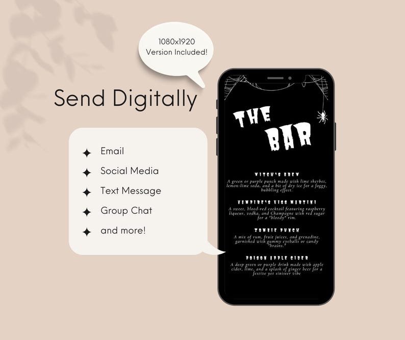 Halloween Bar Menu & Drink Sign | Printable, Editable Design Template ...