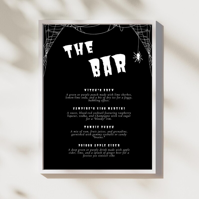 Halloween Bar Menu & Drink Sign | Printable, Editable Design Template ...