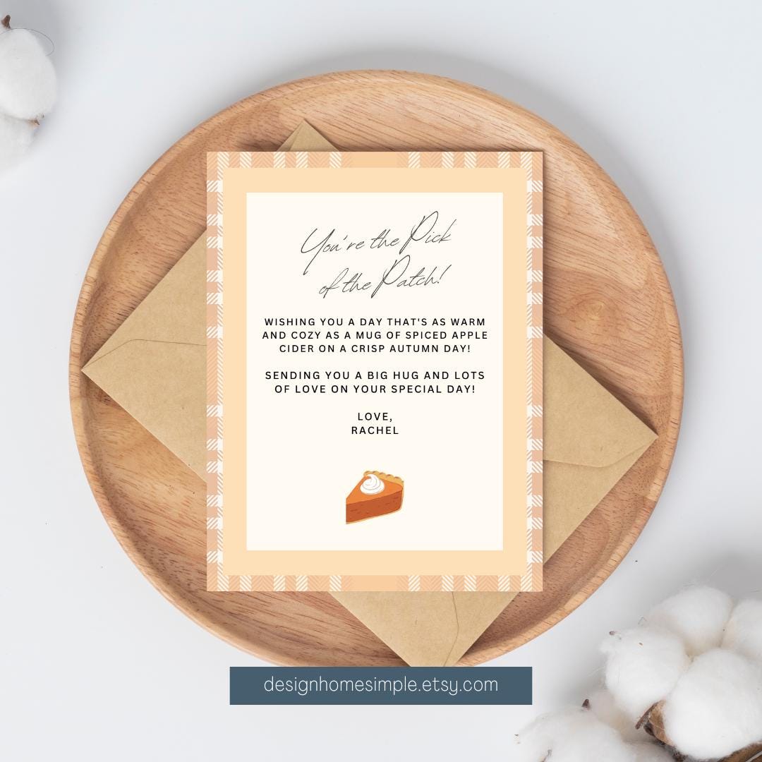 Birthday Card | Printable & Editable Design Template | Cozy Fall Autumn ...