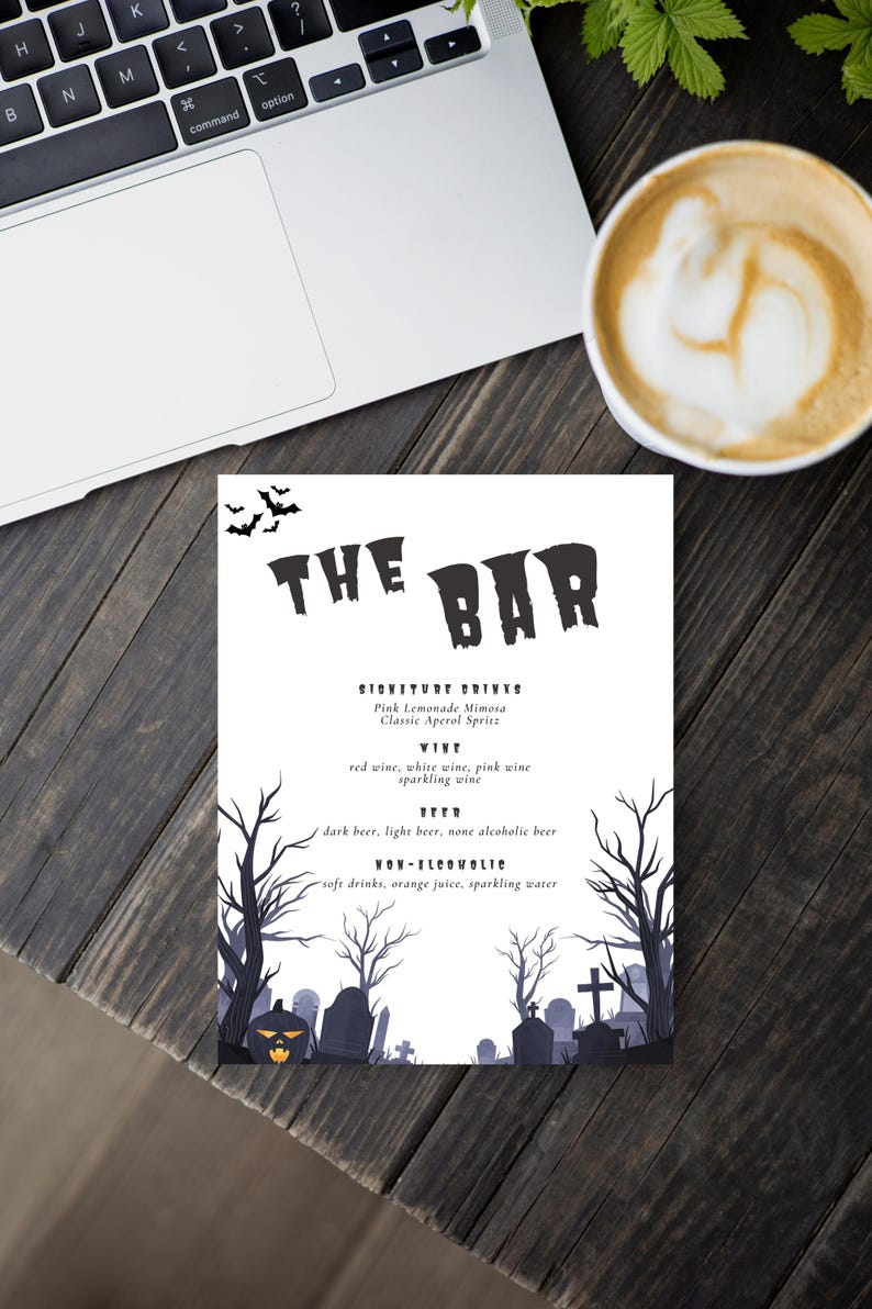 Halloween Bar Menu & Drink Sign | Printable, Editable Design Template ...