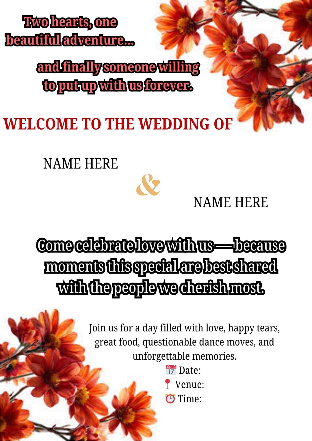 Elegant Wedding Invitation Template Printable – Editable Digital ...