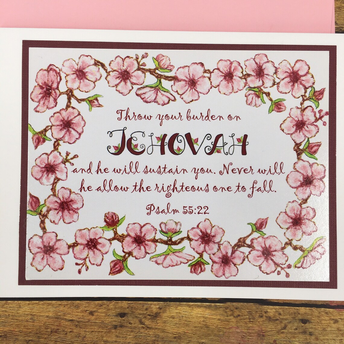 Throw Your Burden on Jehovah - Psalm 55:22 Scripture ~ 5" X 7" Greeting ...