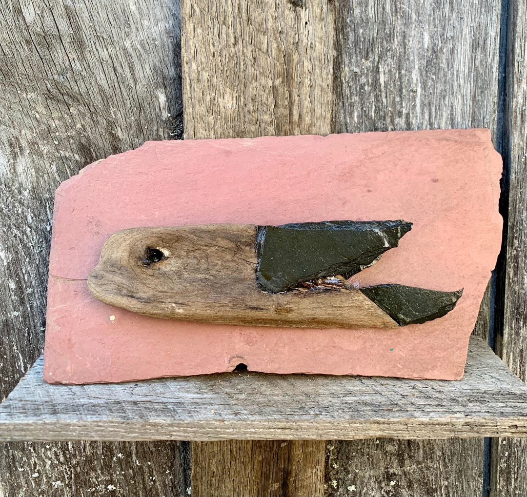 Maine Cost Driftwood Fish, Slate Fins, Slate Mounted. - Etsy