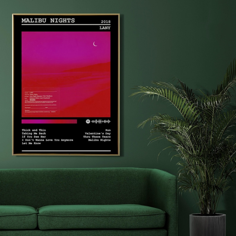 Lany Poster Print | Malibu Nights Album Poster | Music Poster | Album ...