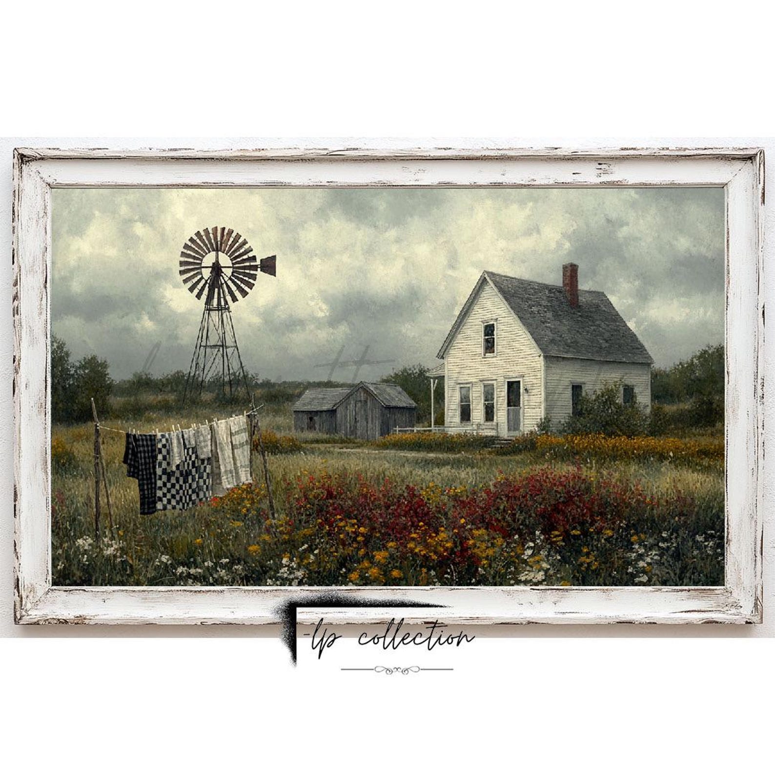 Vintage Farmhouse Print | Spring Farmhouse Painting | Rustic Farmhouse ...