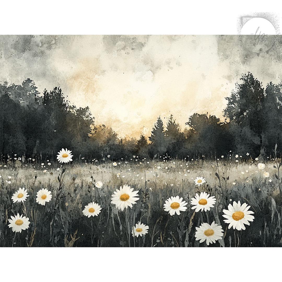Printable Daisy Field Landscape Painting | Spring Meadow Print ...