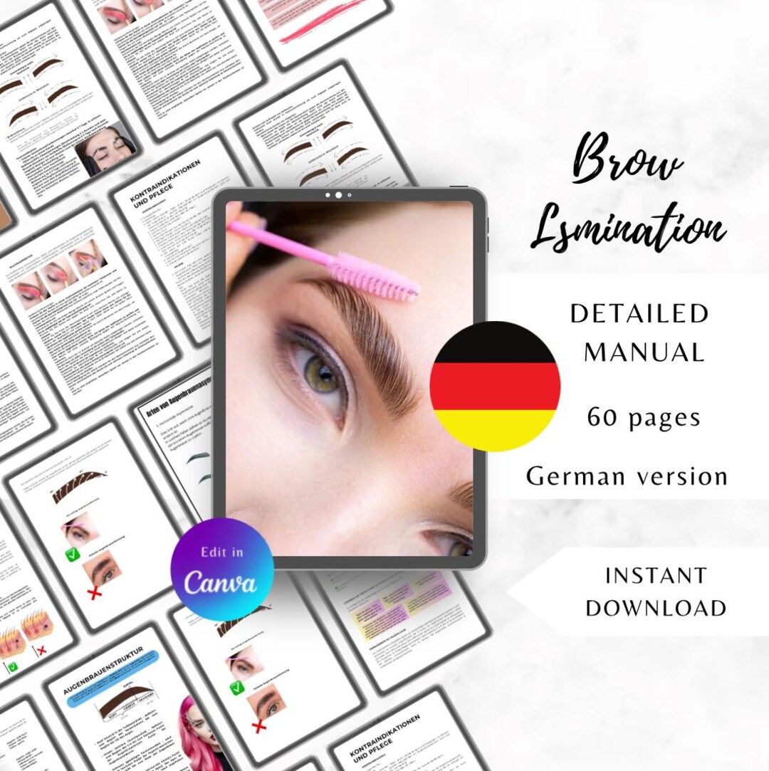 German Eyebrow Lamination Training Manual and Certificate, Brow ...