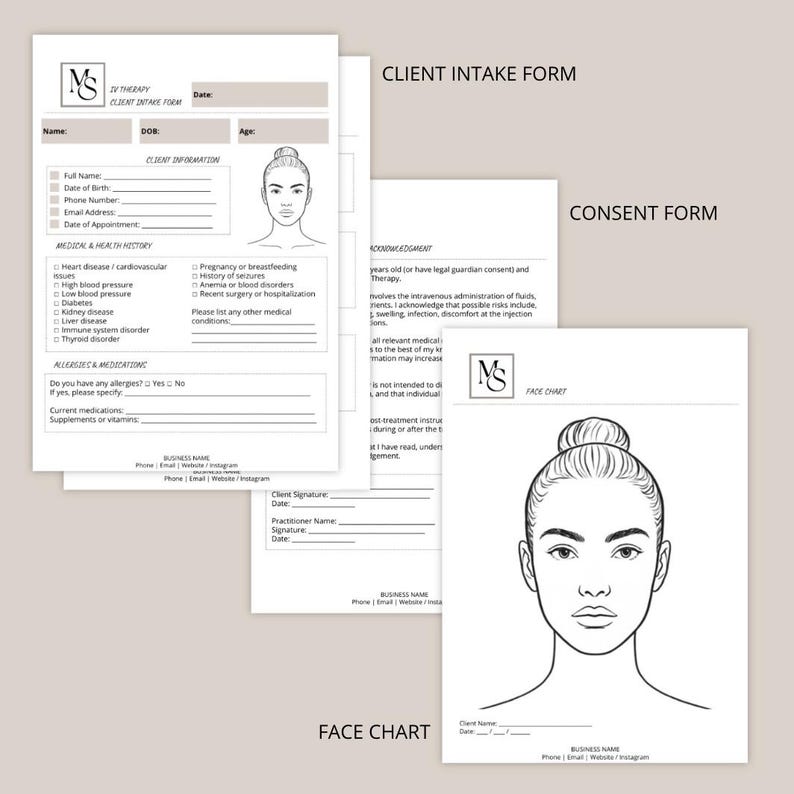 IV Therapy Forms, IV Therapy Consent, Intravenous Therapy, Med Spa ...