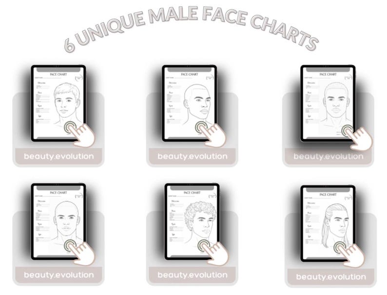 Men's Makeup Face Chart Bundle | MUA Client Consultation (editable PDF ...