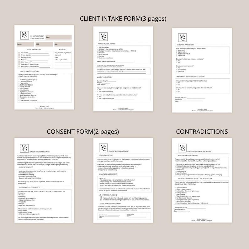 Tirzepatide Forms, Weight Loss, Client Intake Forms, Med Spa Forms, Fat ...