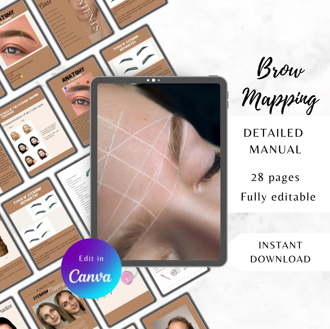 Eyebrow Mapping Course, Guide Printable Editable Training Canva Ebook ...