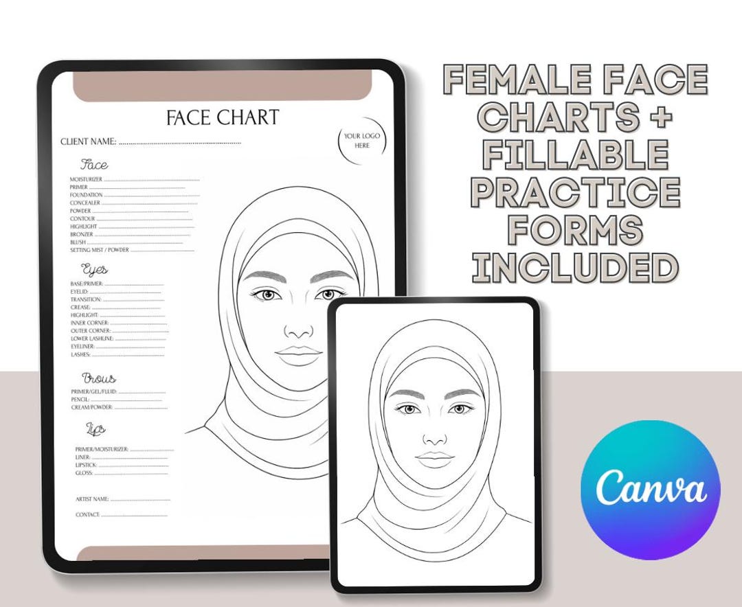 6 Female Face Charts for Makeup Artists | Diverse Face Chart Templates ...