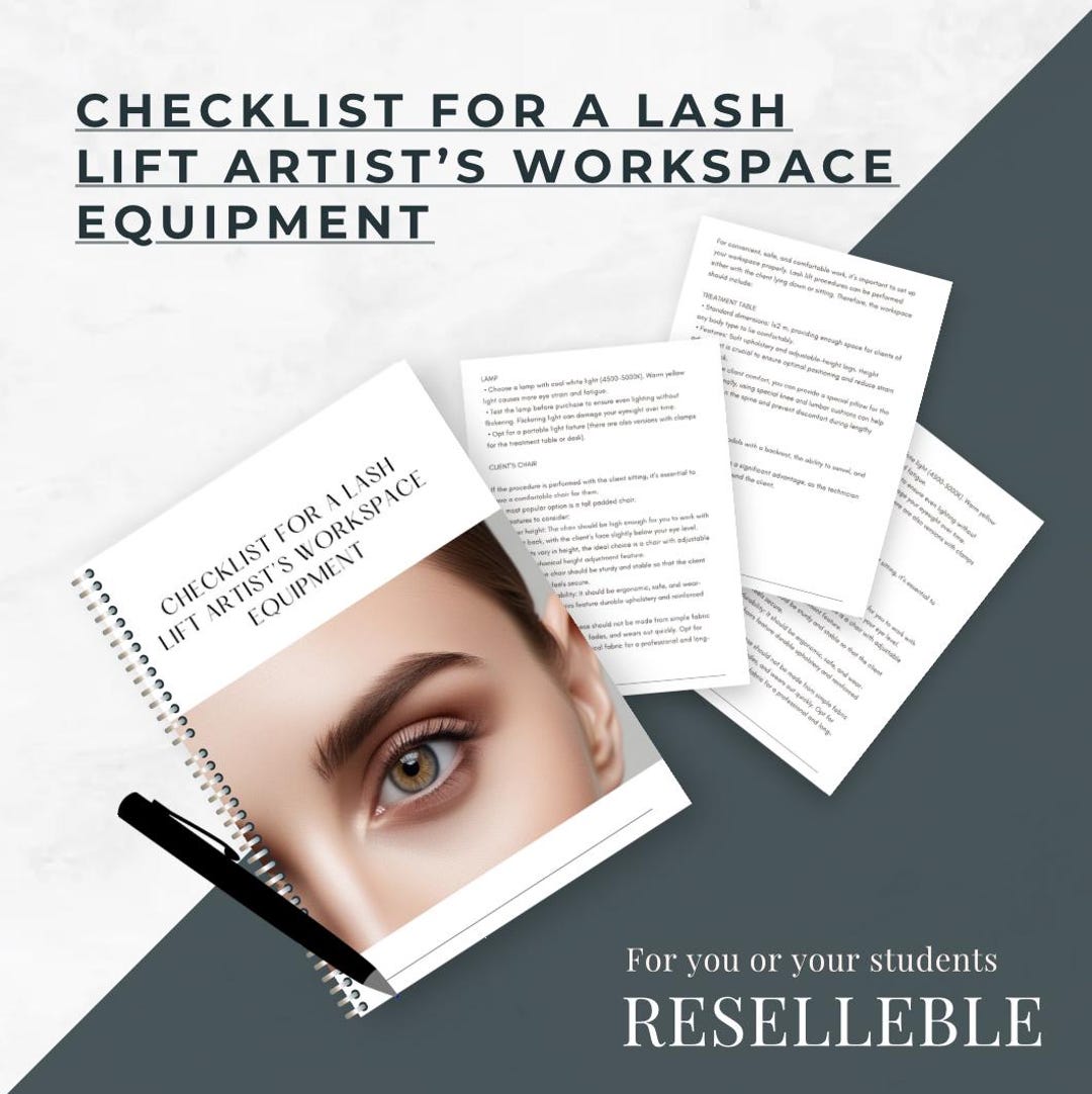 Lash Lift Artists Workspace Checklist Editable Resellable Template ...