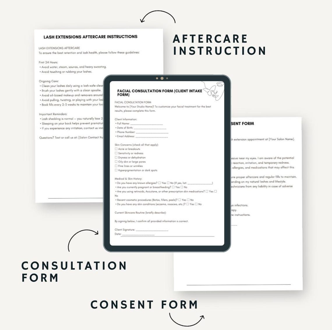 Complete Beauty Client Forms Pack | Canva Templates for Lash, Brow, PMU ...