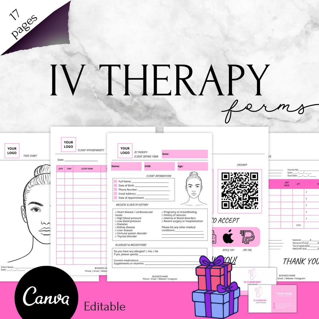 IV Therapy Forms Bundle, Med Spa Consent, Canva Templates Digital ...