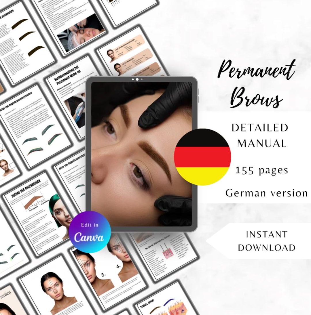 German PMU Brows Training Manual, Microshading, Ombre, Powder Brows ...