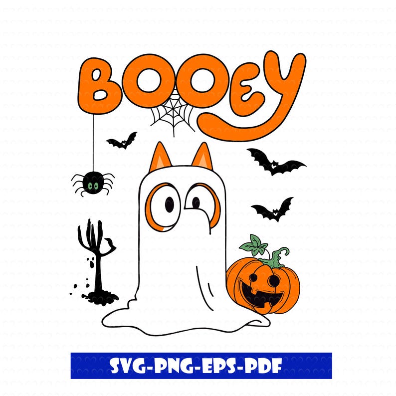 Booey Halloween Svg, Cute Bluey Ghost Svg, Funny Spooky Season Png ...