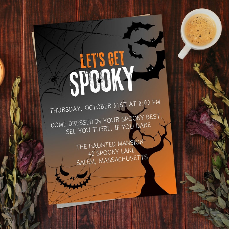 Editable Halloween Party Invitation, Editable Template, Canva Editable ...