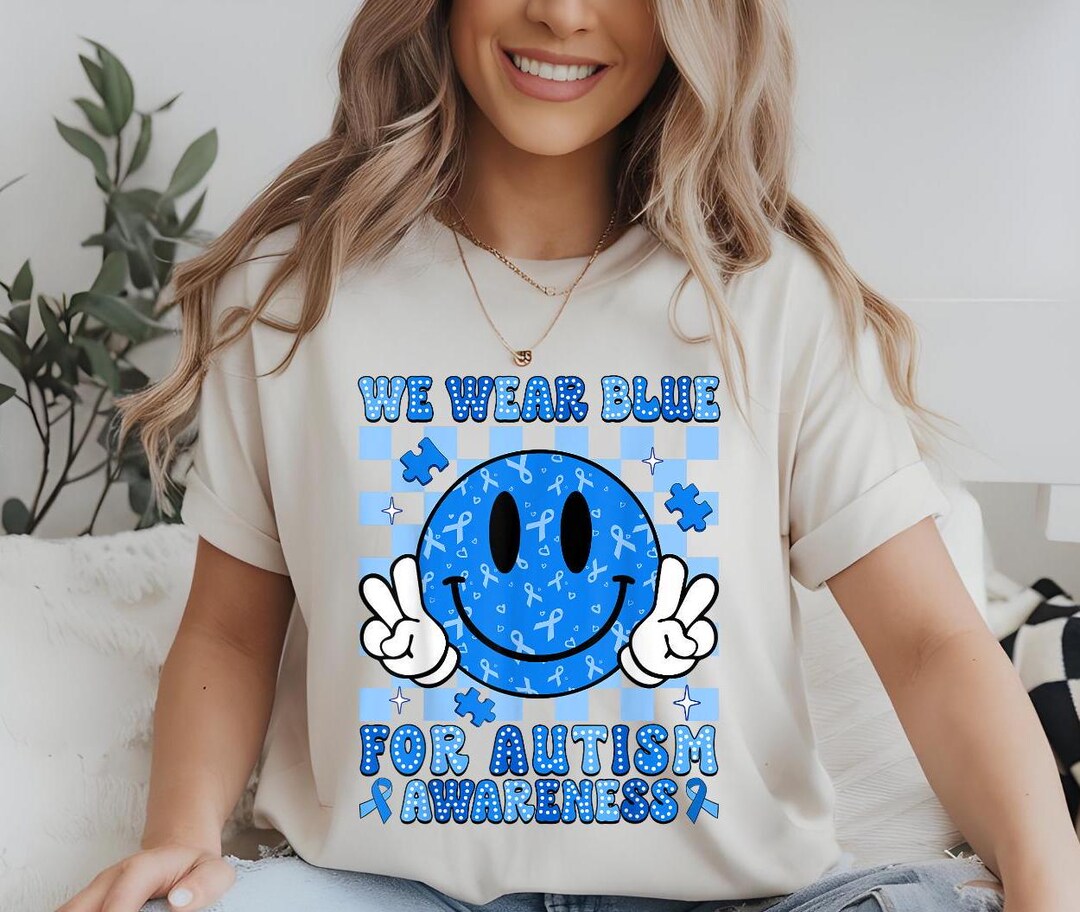 Autism Awareness Smiley Face SVG: Blue Rainbow PNG (digital Download ...