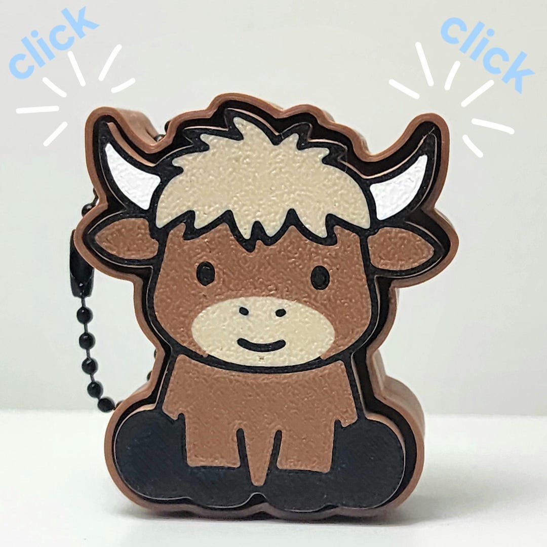 Highland Cow Clicker Keychain – Cute Stress Relief Fidget Toy - Etsy