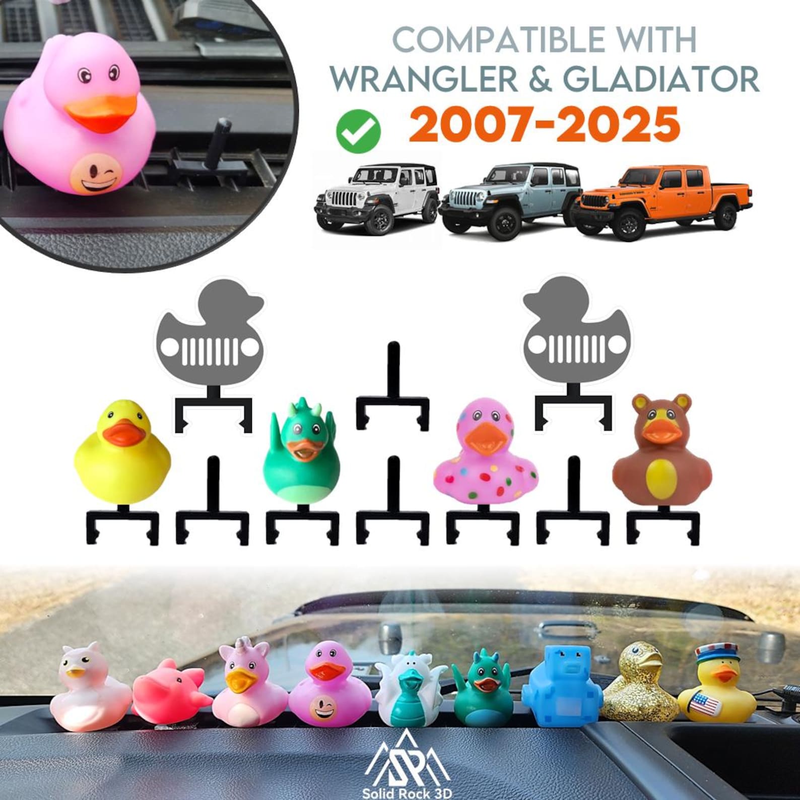 Jeep Duck Clips: Wrangler & Gladiator Duck Display | Keep Your Ducks in ...