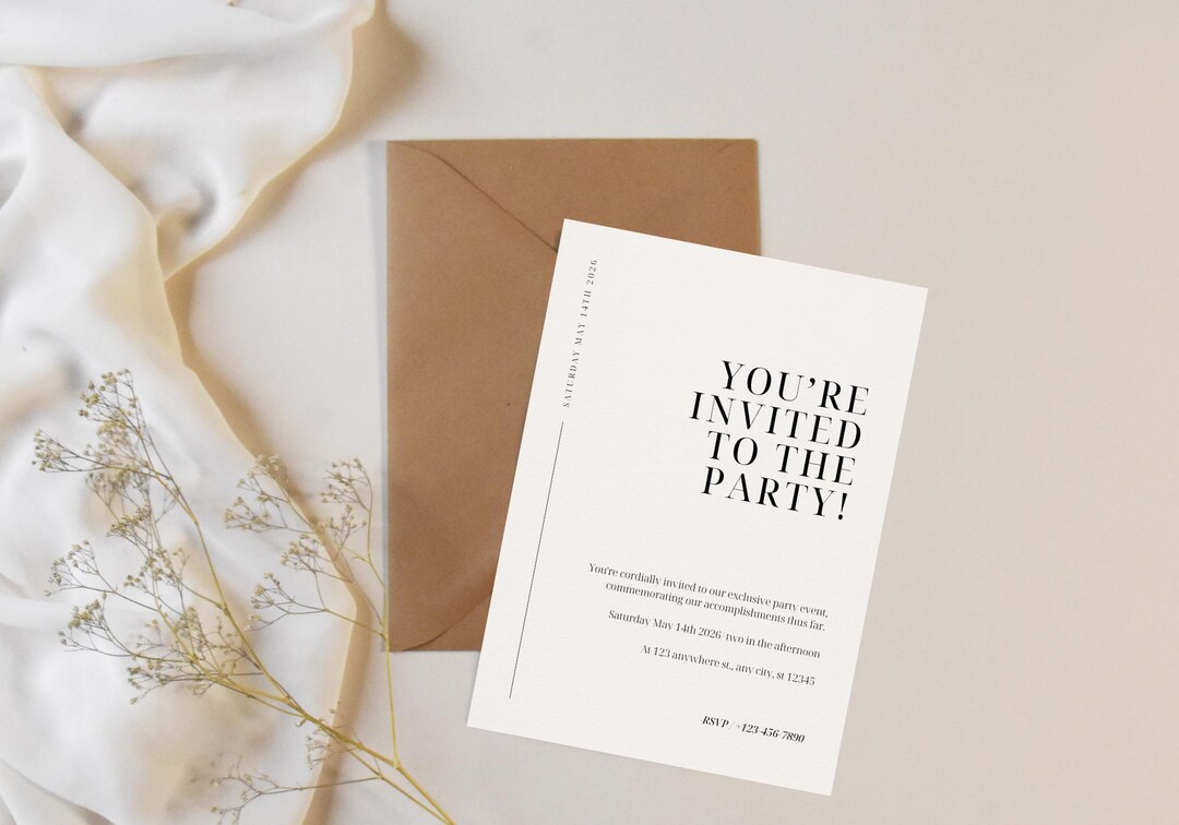Editable Minimalist Party Invite Instant Digital Download Save the Date ...