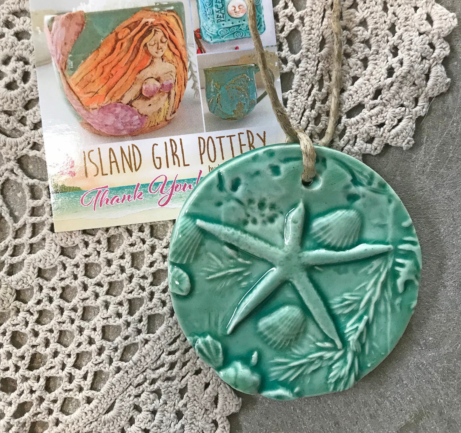 Aqua Starfish Ornament Sea Star Christmas Tree Pottery - Etsy