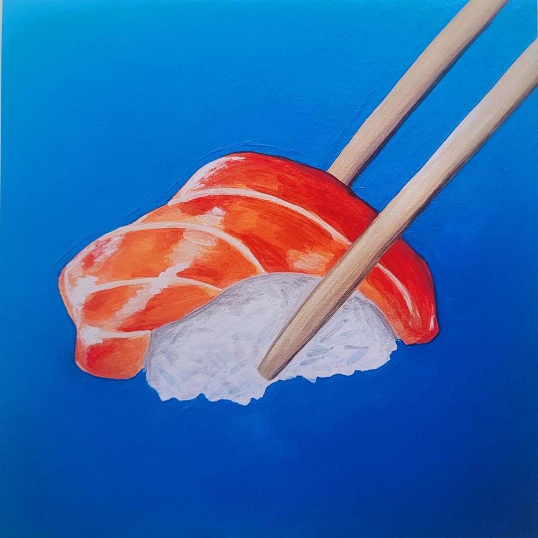 Nigiri Sushi Painting Art Print Square 8 Inch Print, Gouache Painting ...