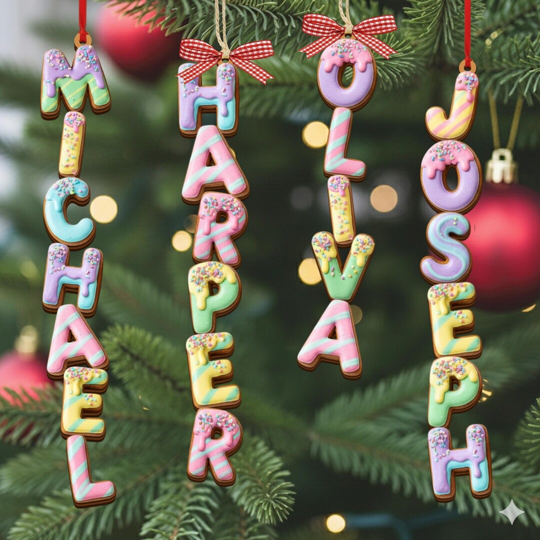 Personalized Letter Ornament, Gingerbread Alphabet Tag, Kids Name ...