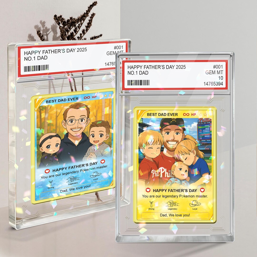 Personalized Father's Day Trading Card, Anime Photo Block, New Dad Gift ...