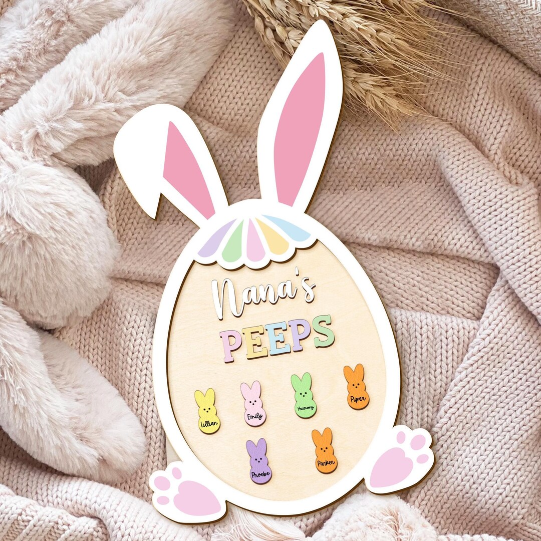Personalized Family Peeps Easter Sign, Custom Grandma’s Peeps Wooden ...