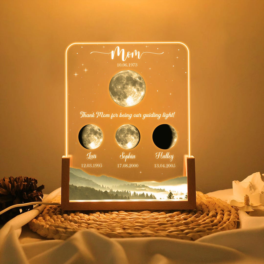 Custom Mom Moon Phase Lamp, Night Light Moon Phase, Mother’s Day Gift ...