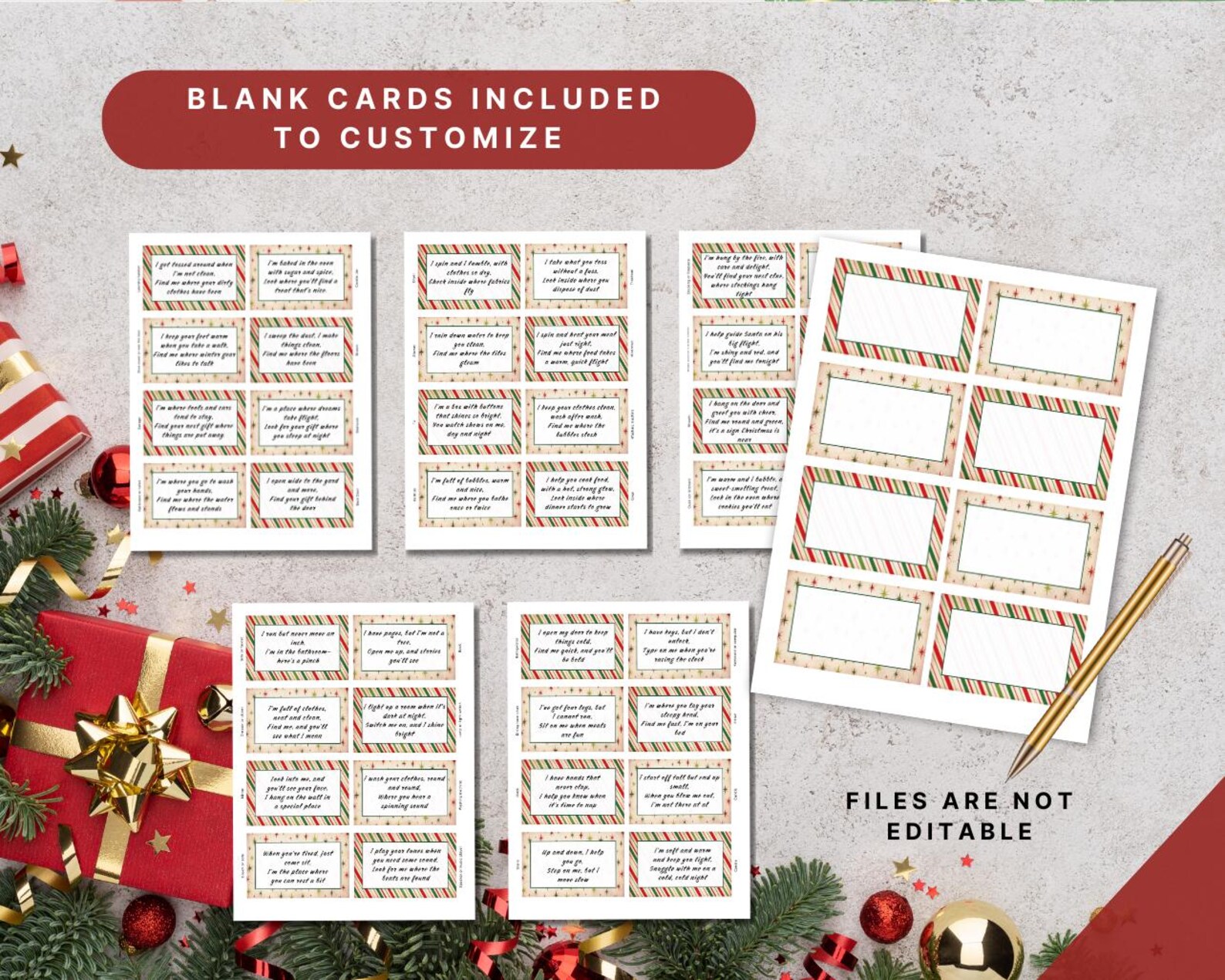 Christmas Scavenger Hunt Cards | Fun Treasure Indoor Clues | Riddle ...