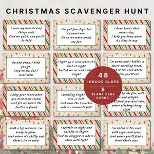 Christmas Scavenger Hunt Cards | Fun Treasure Indoor Clues | Riddle ...