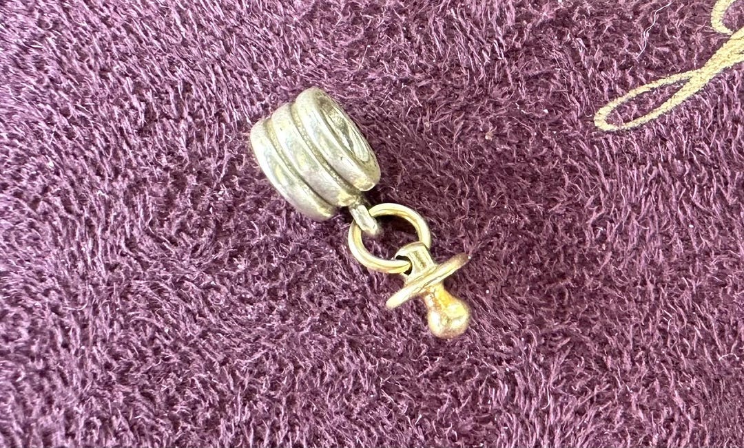 Authentic Pandora Baby Pacifier Sterling Silver and 14k Gold Two Toned ...