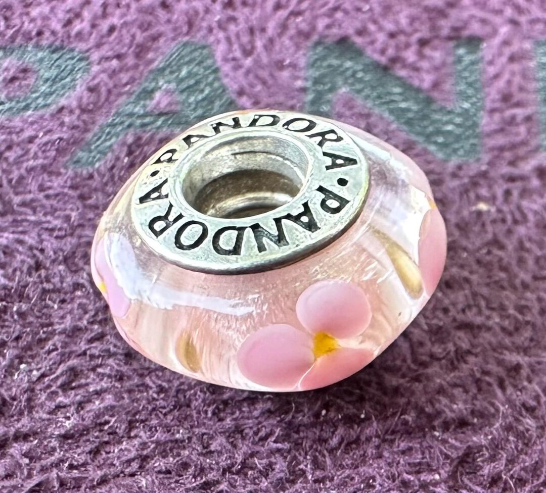 Pabdora Pink Flowers Sterling Silver Charm Murano Glass Retired Bead - Etsy