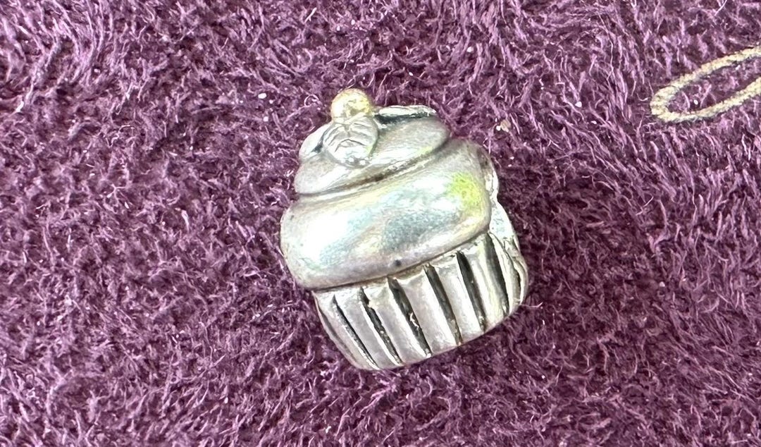 Authentic Pandora Cupcake Sterling Silver and 14k Gold Two Toned Charm ...