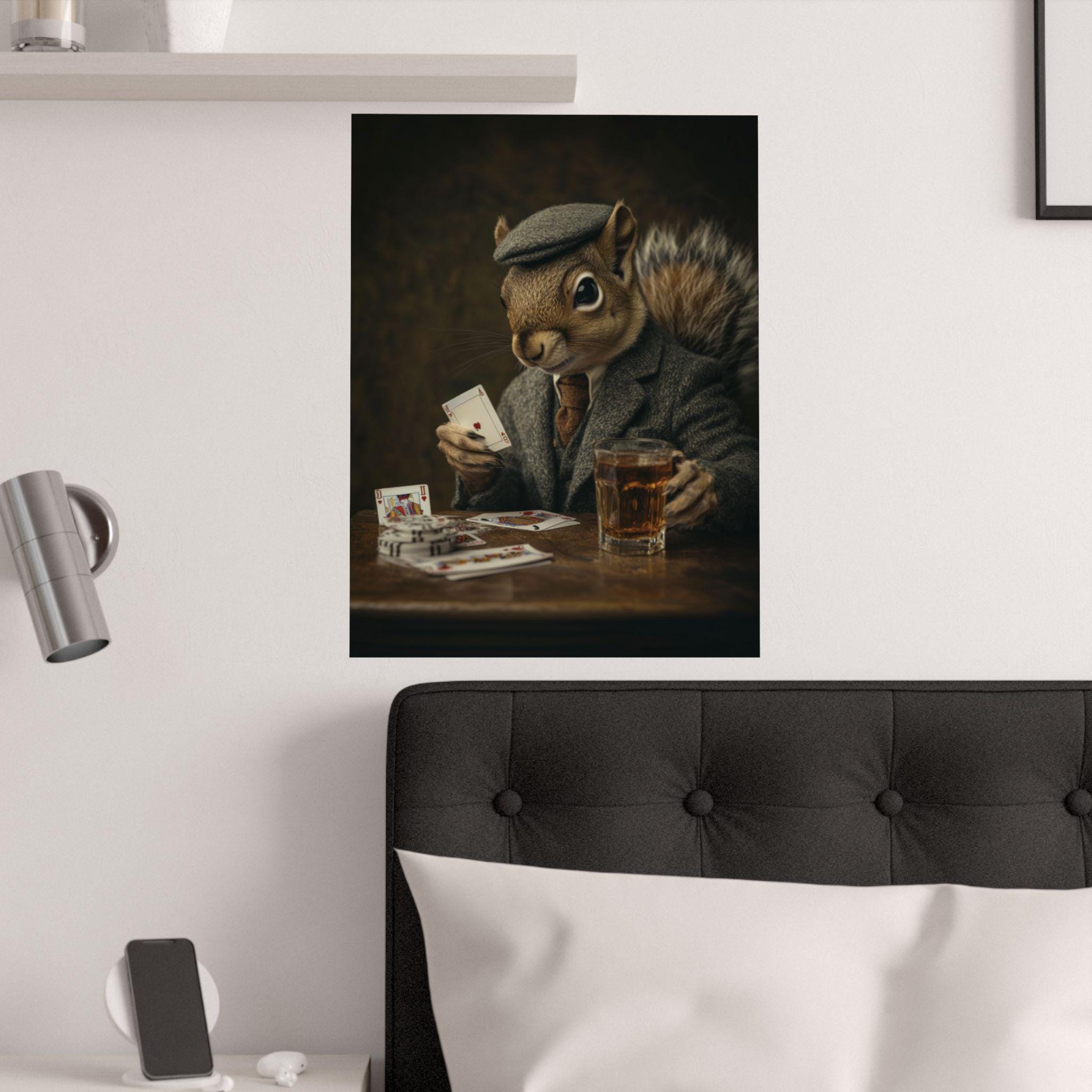 Poker-playing Squirrel Art Print: Quirky Animal in Suit, Whiskey ...
