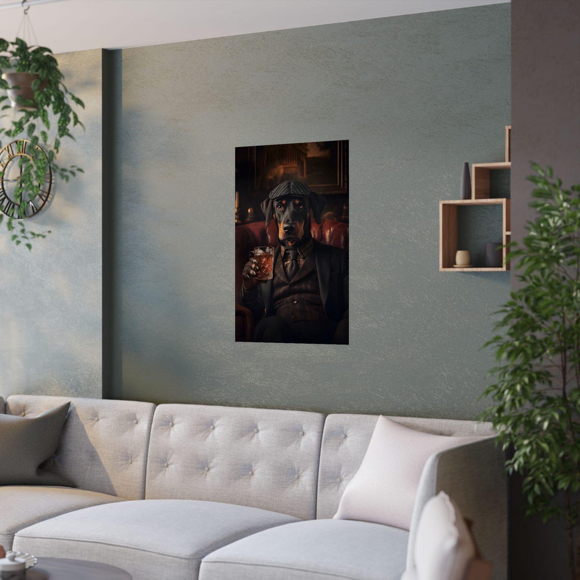 Sophisticated Doberman Wall Art - Classy Dog in Suit With Whiskey Glass ...