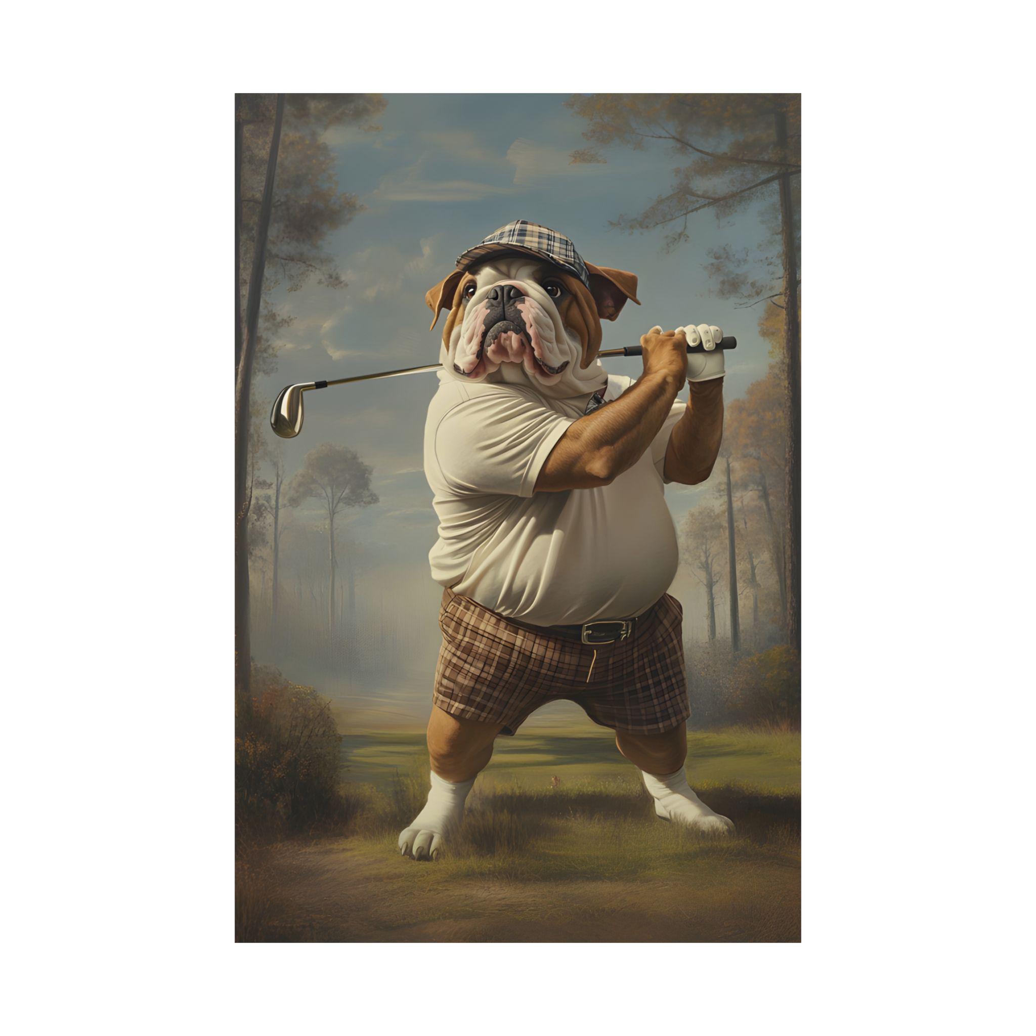 Funny Bulldog Golfer Poster: Vintage Style Pet Humor Wall Art - Etsy