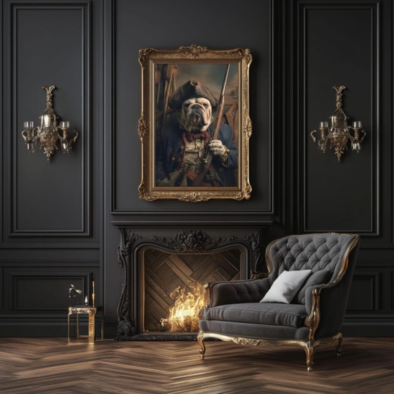 Bulldog Pirate Captain Art – Vintage Dog Portrait, Nautical Wall Decor ...