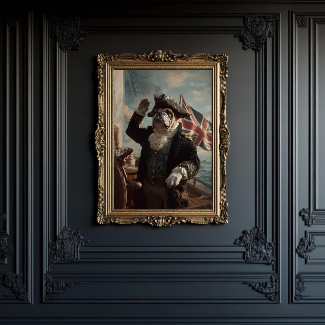 British Bulldog Captain Wall Art Print – Victorian Naval Dog Portrait ...