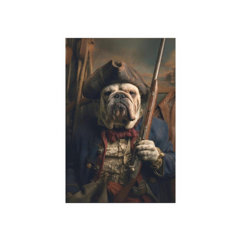 Bulldog Pirate Captain Art – Vintage Dog Portrait, Nautical Wall Decor ...