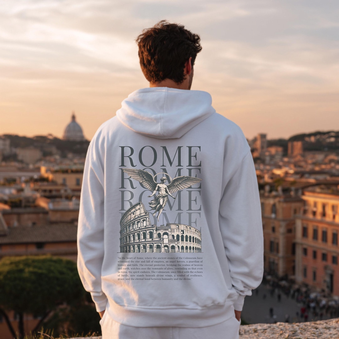 Rome Hoodie – Colosseum & Angel, History Art Sweatshirt - Etsy