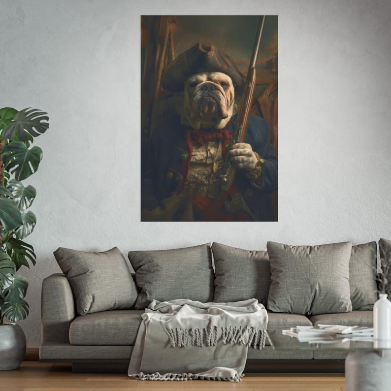 Bulldog Pirate Captain Art – Vintage Dog Portrait, Nautical Wall Decor ...