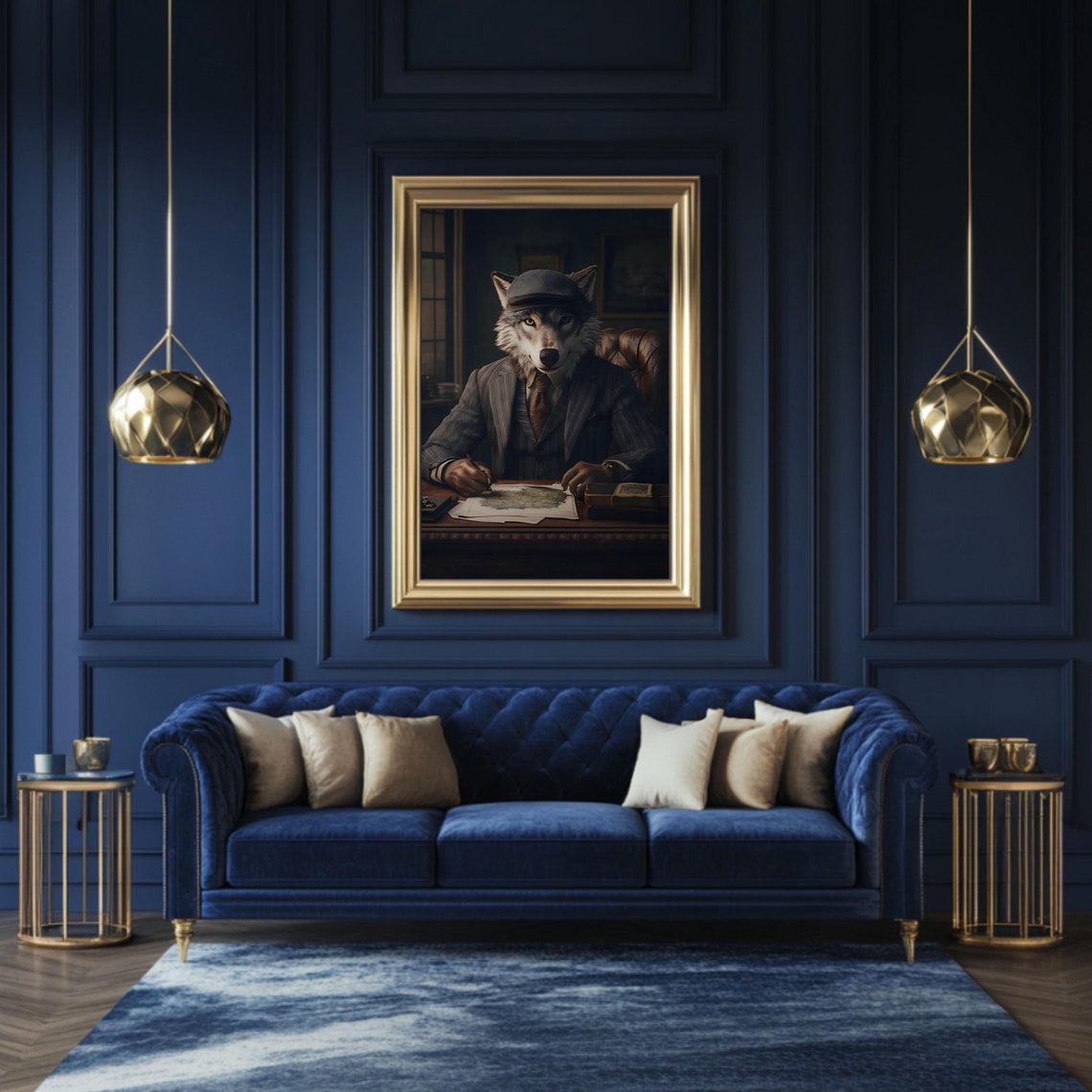 Vintage Wolf Office Decor Mafia Boss Wolf Art for Executive Spaces, Law ...